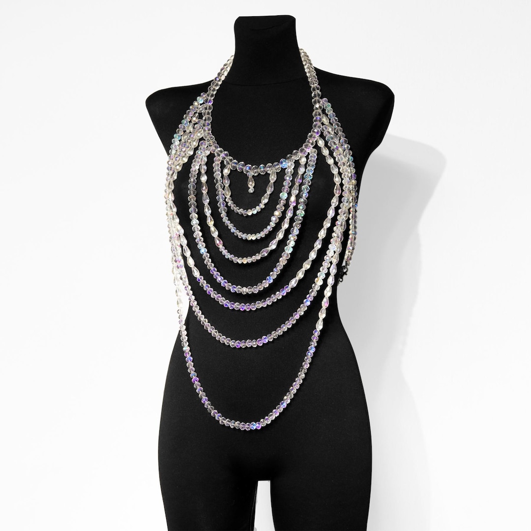 Rhinestone Body Chain: Crystal Bra Top, Festival Body Jewelry - Etsy