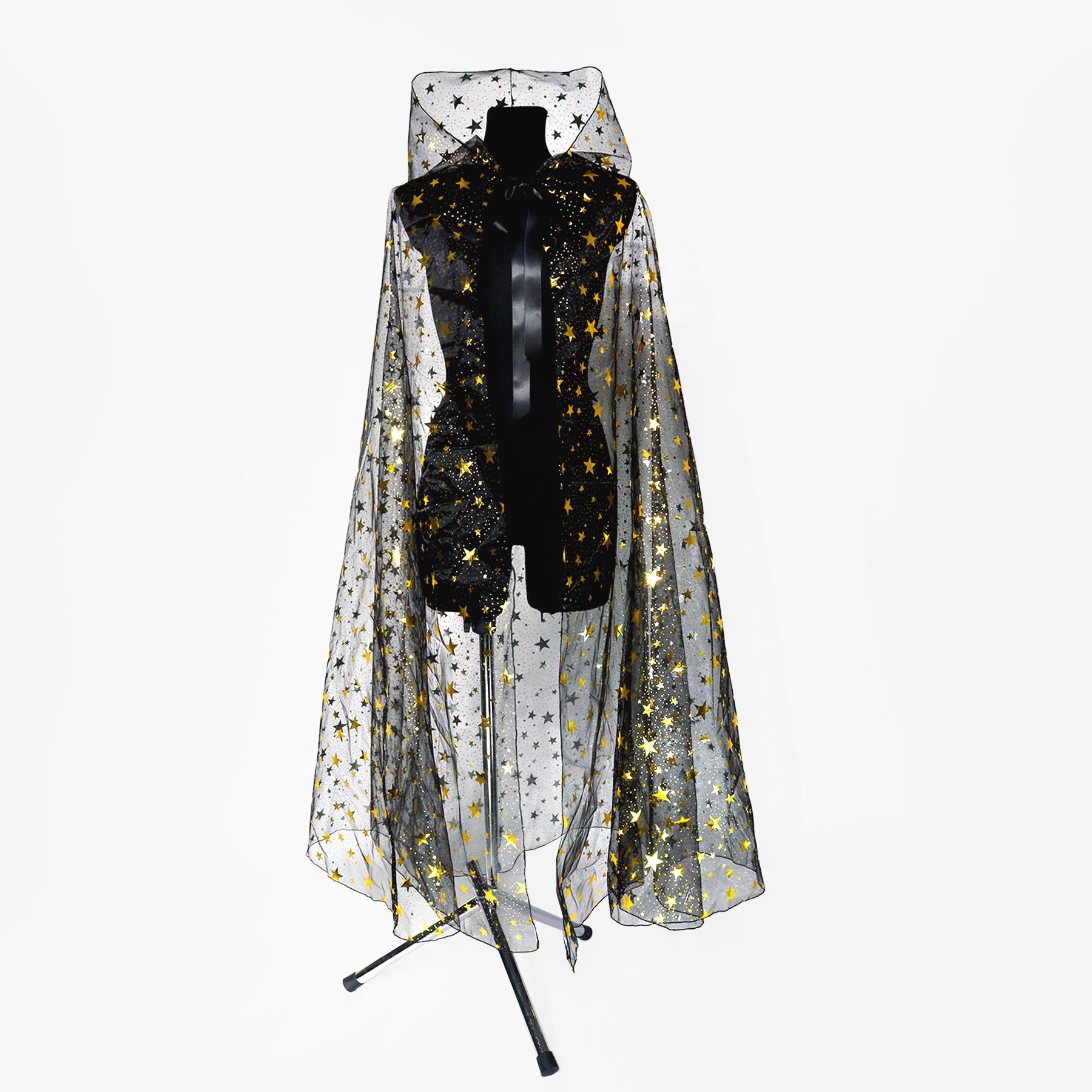Black Sheer Wizard Cape With Gold Stars for Halloween - Etsy