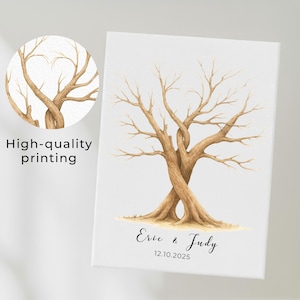 Wedding Fingerprint Tree Printed on Canvas, Personalized Guest Book ...
