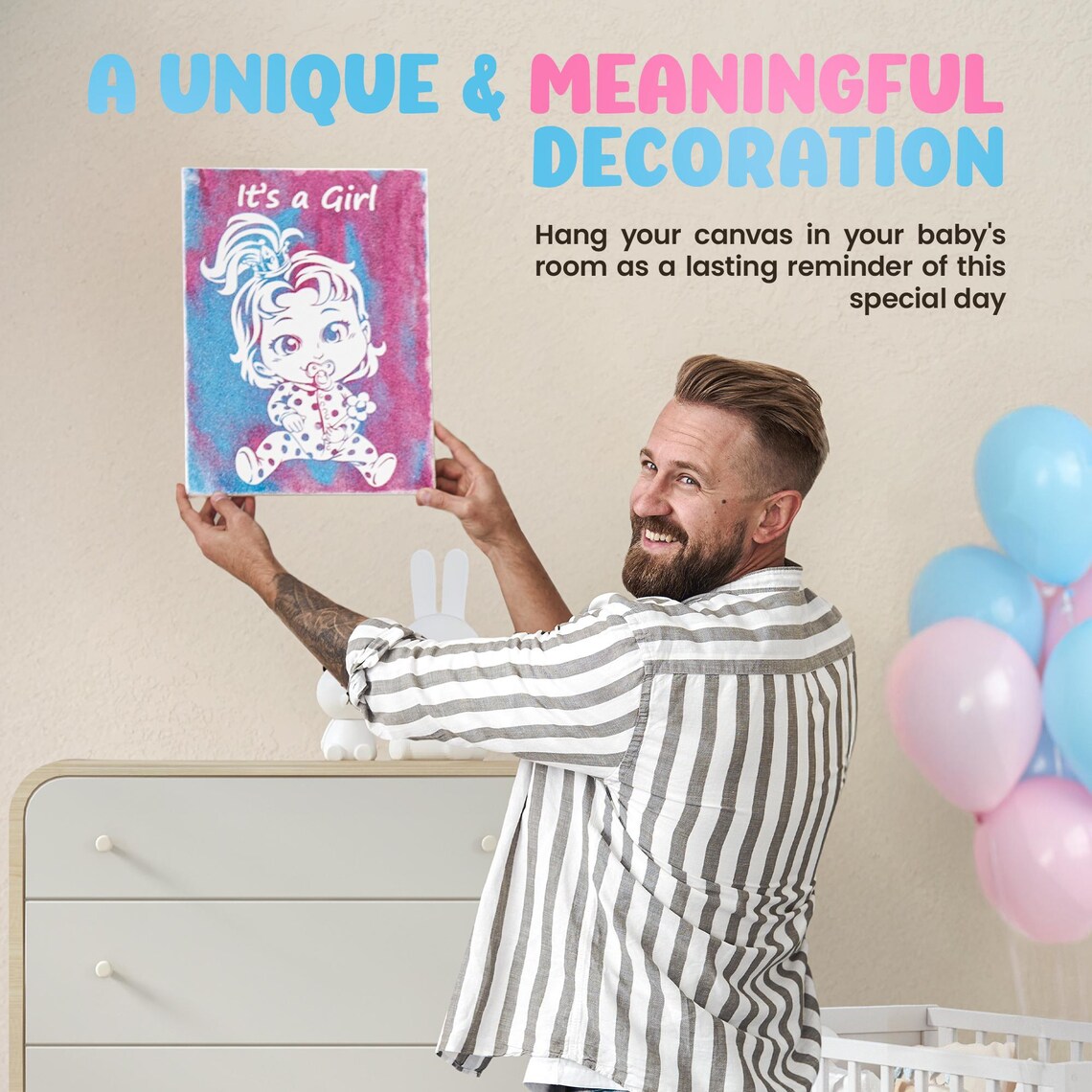Aby Shower Canvas With Glitter. Pregnancy Announcement. Kit for Gender ...