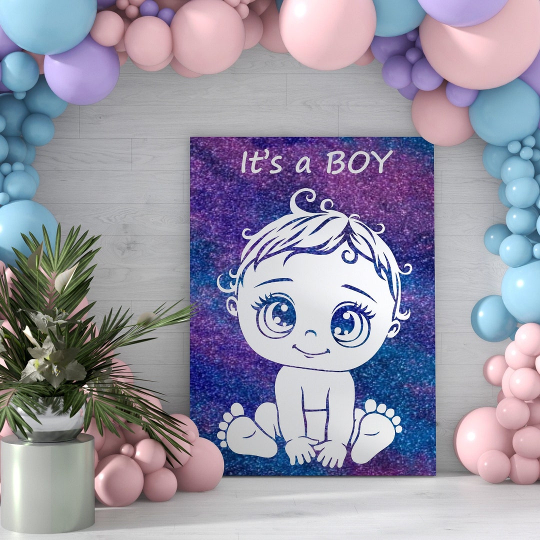 Gender Reveal Kit. Canvas With Glitter to Announce the Baby's Gender. A ...