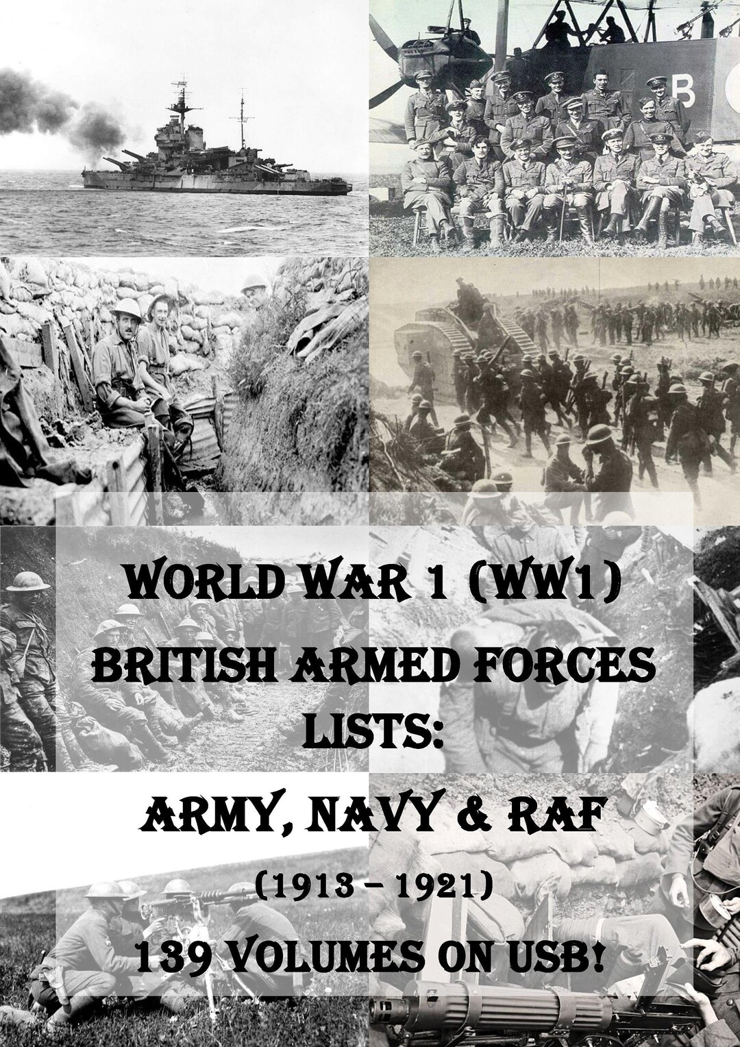 British World War 1 Lists - 139 Vols on USB - Army Royal Navy RAF WW1 ...