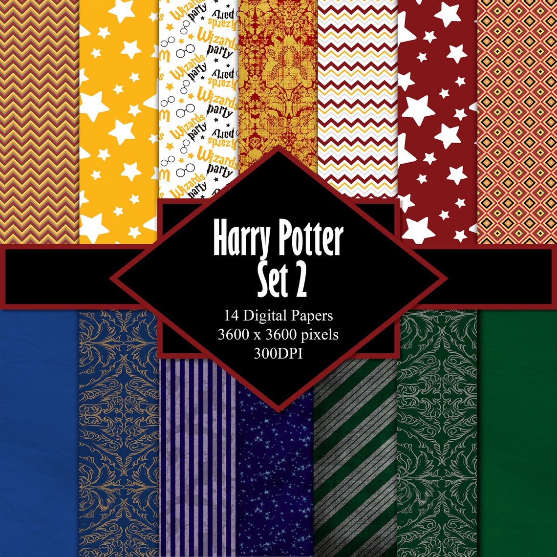 14 Digital Papers 300 DPI Harry Potter set 2 Harry Potter | Etsy