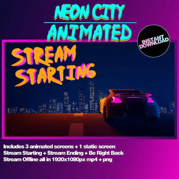 Animated Stream Screen Pack Pixel Neon City - Etsy