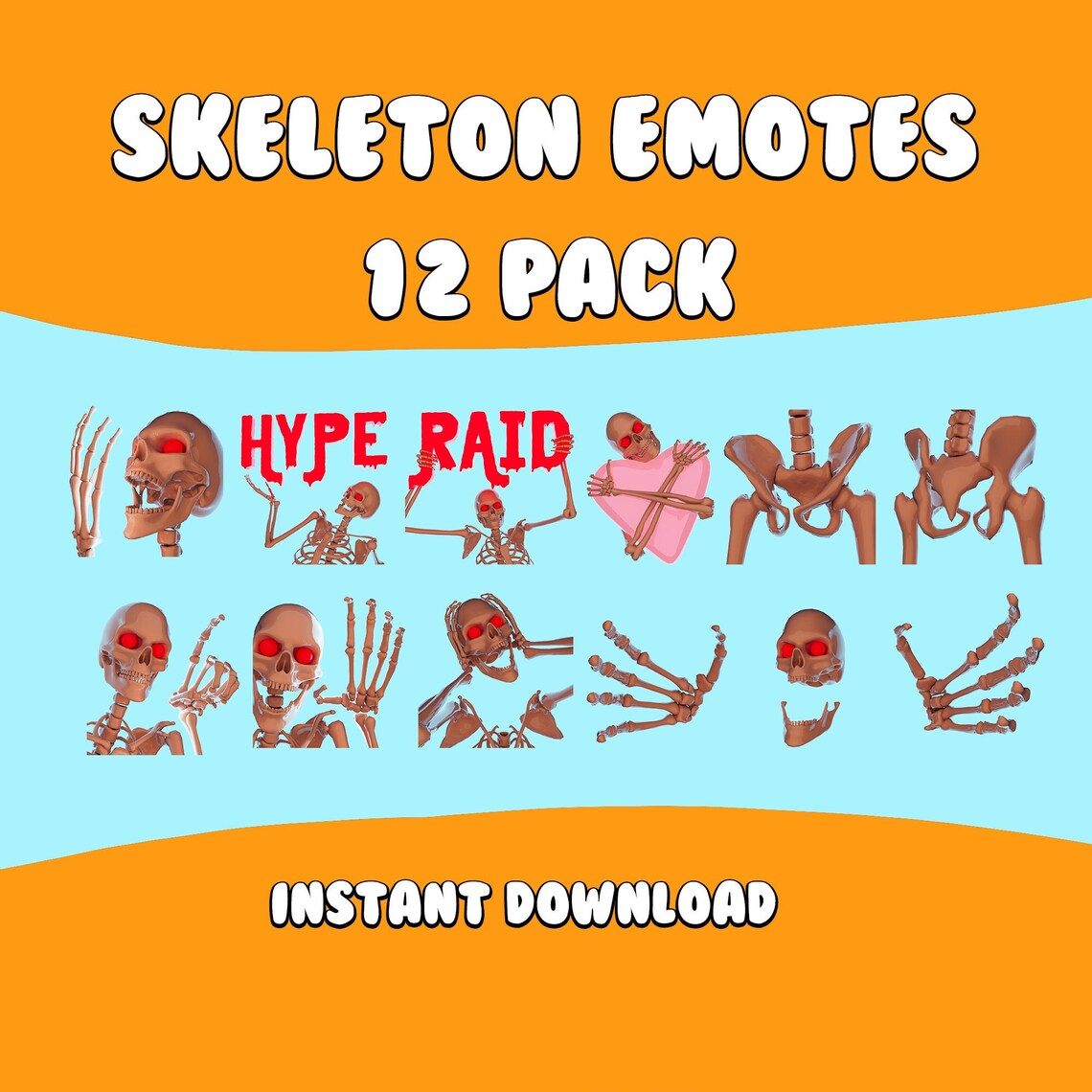 12 Skeleton Emotes Skeleton Emote Pack Twitch Emote - Etsy
