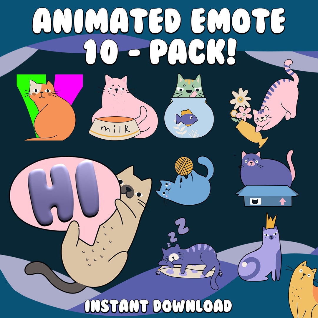 Animated Cat Emote MEGA PACK, Twitch Emotes, Discord Emotes, Twitch Sub ...