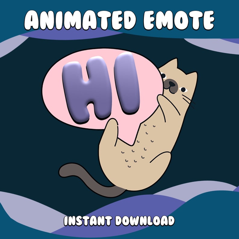Emote gatto animato, emote Ciao, emoticon contrazione Ciao, emote ...