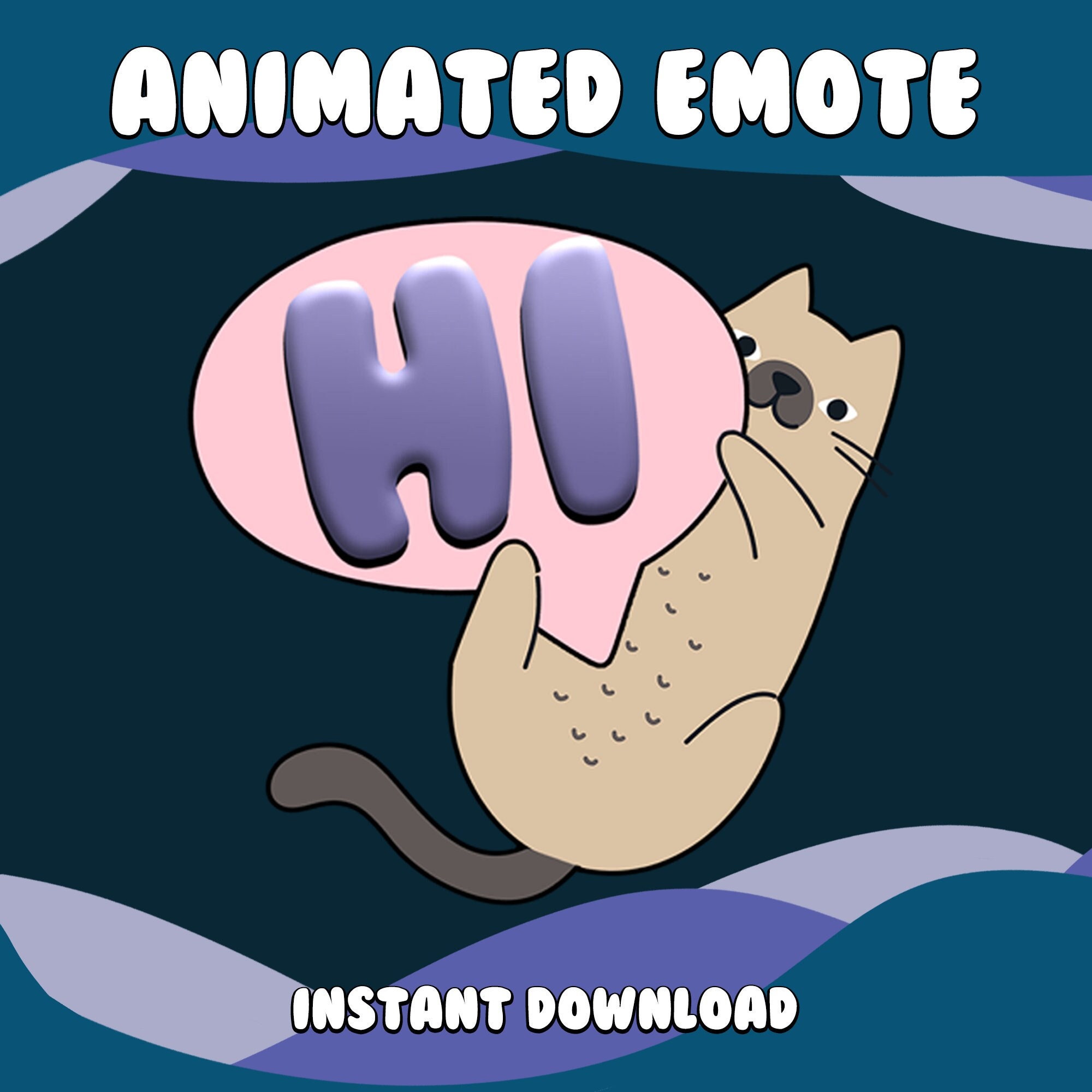 Animated Cat Emote Hello Emote Hi Twitch Emotes Discord - Etsy Australia