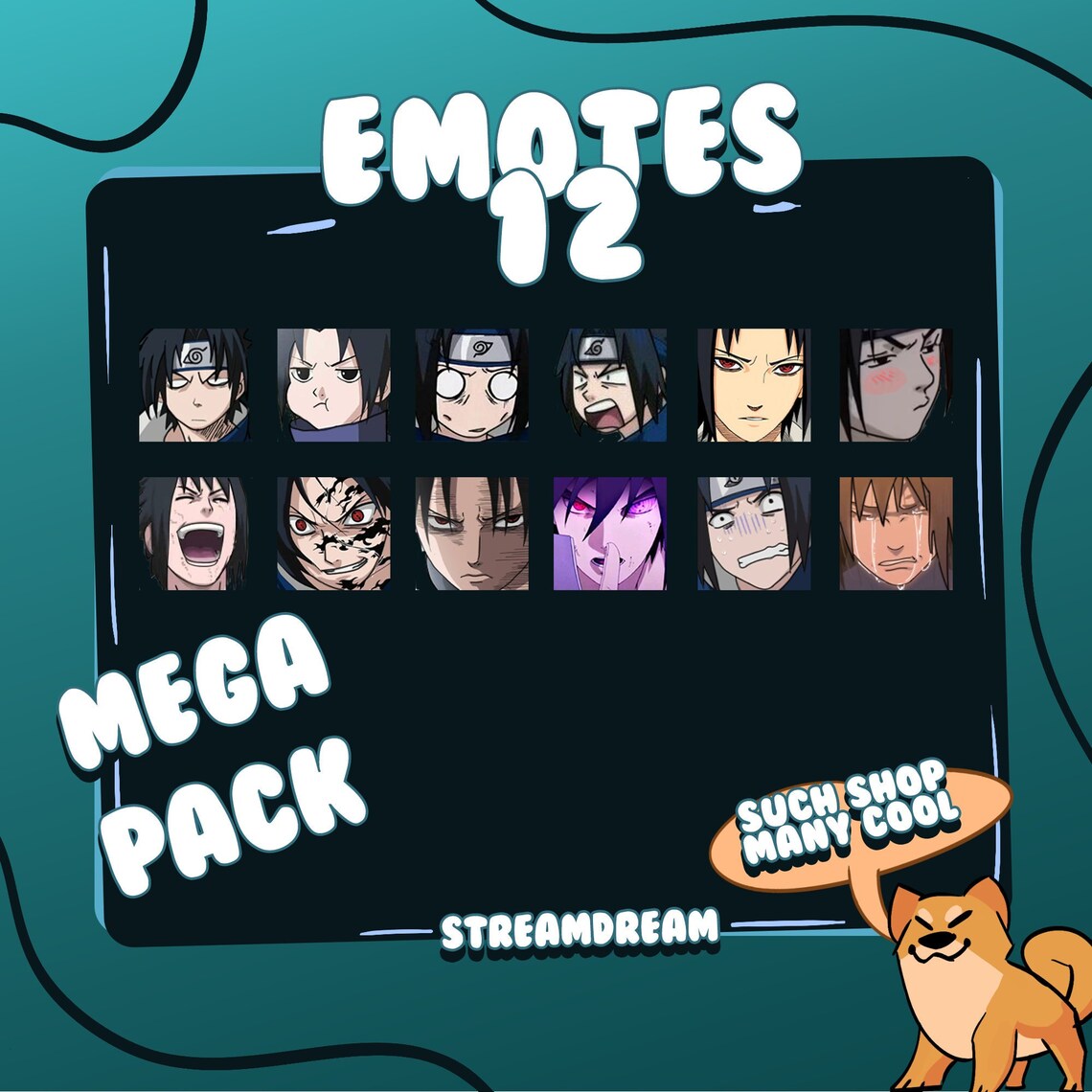 12 Anime Ninja Emotes - Mega Value Pack - Shinobi Boy With Red Eyes ...