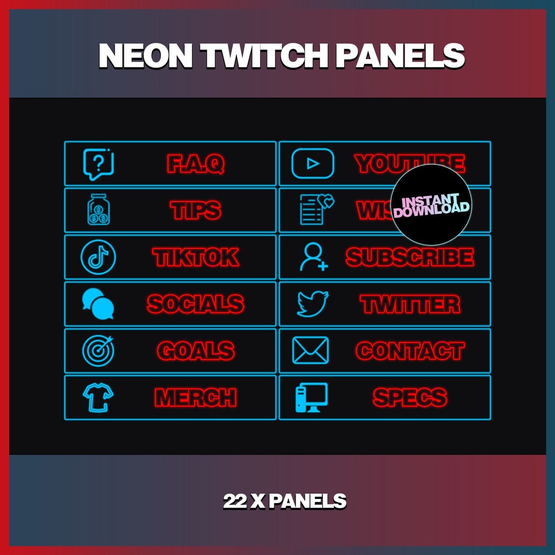 22 Neon Panels for Twitchm, Twitch Panels, Panels Neon, Simple Neon ...