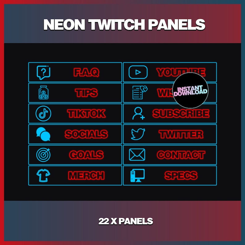 22 Neon Panels for Twitchm, Twitch Panels, Panels Neon, Simple Neon ...