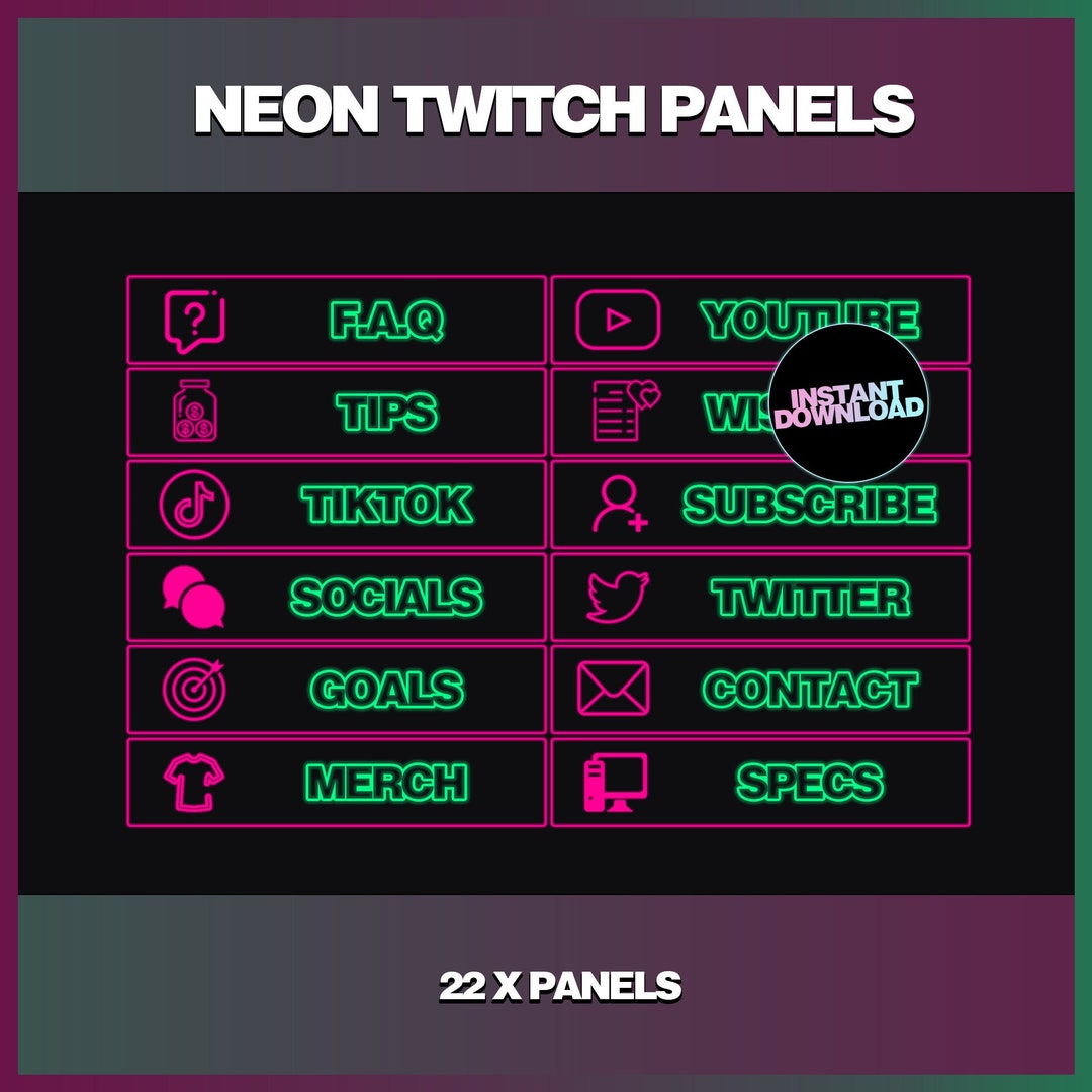 22 Neon Panels for Twitchm, Twitch Panels, Panels Neon, Simple Neon ...