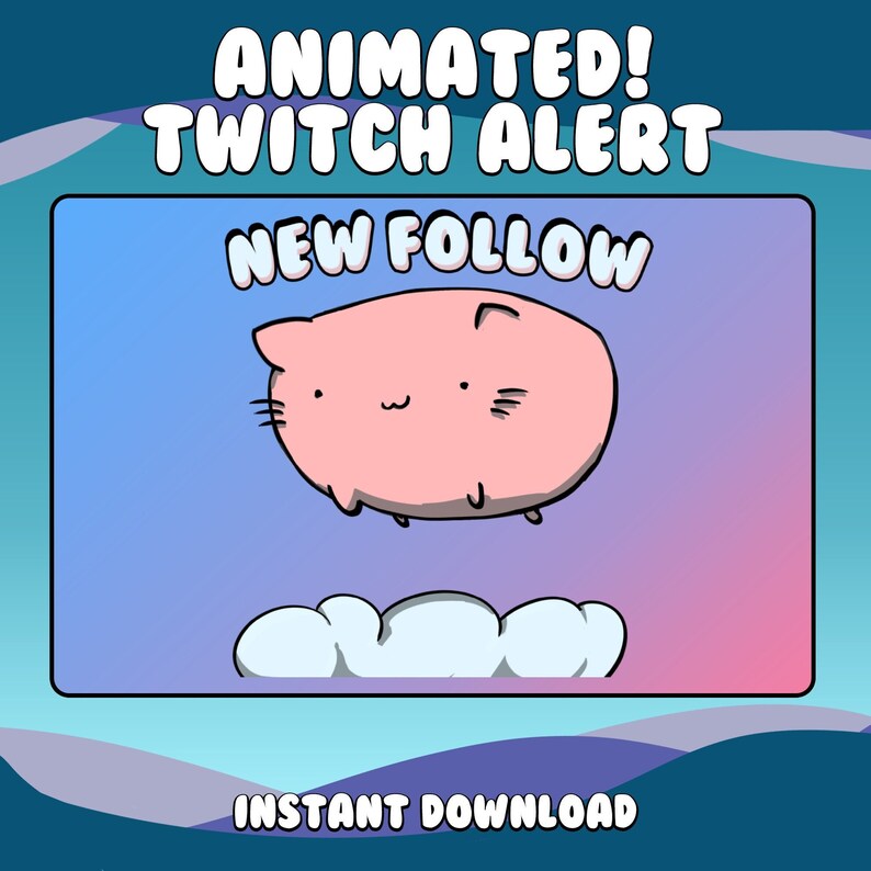 Animated Twitch Follower & Sub Alert Cute Cloud Jumping Chini Cat ...