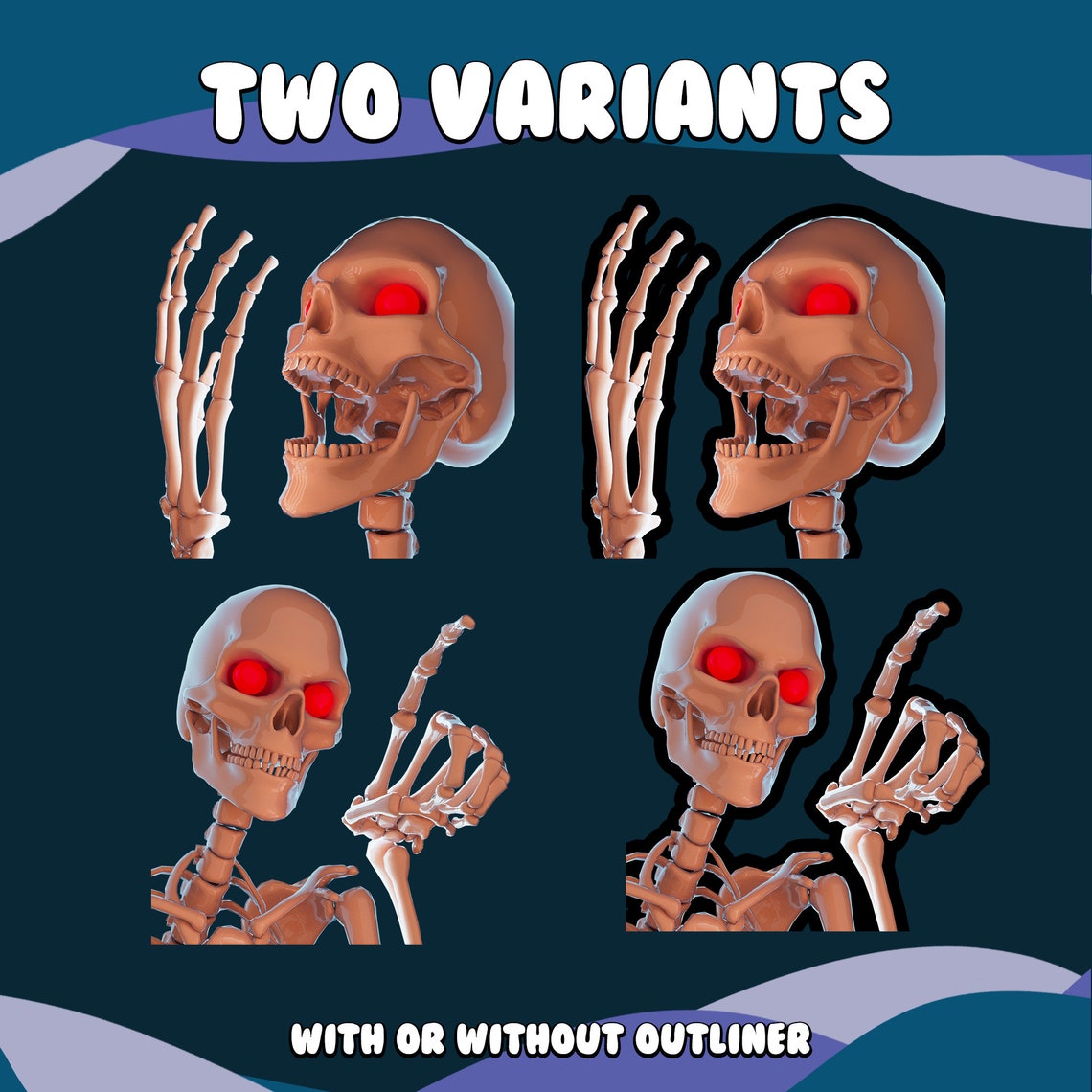 Skeleton Emotes MEGA PACK 12 Emote Pack, Twitch Emote, Halloween Emotes ...