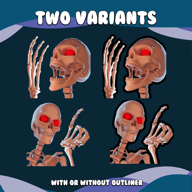 12 Skeleton Emotes, Skeleton Emote Pack, Twitch Emote, Halloween Emotes ...