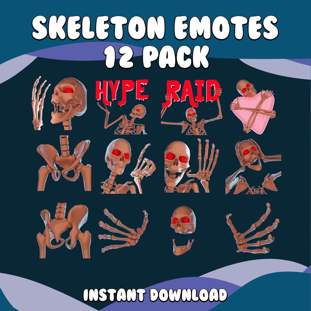 Skeleton Emotes MEGA PACK 12 Emote Pack, Twitch Emote, Halloween Emotes ...