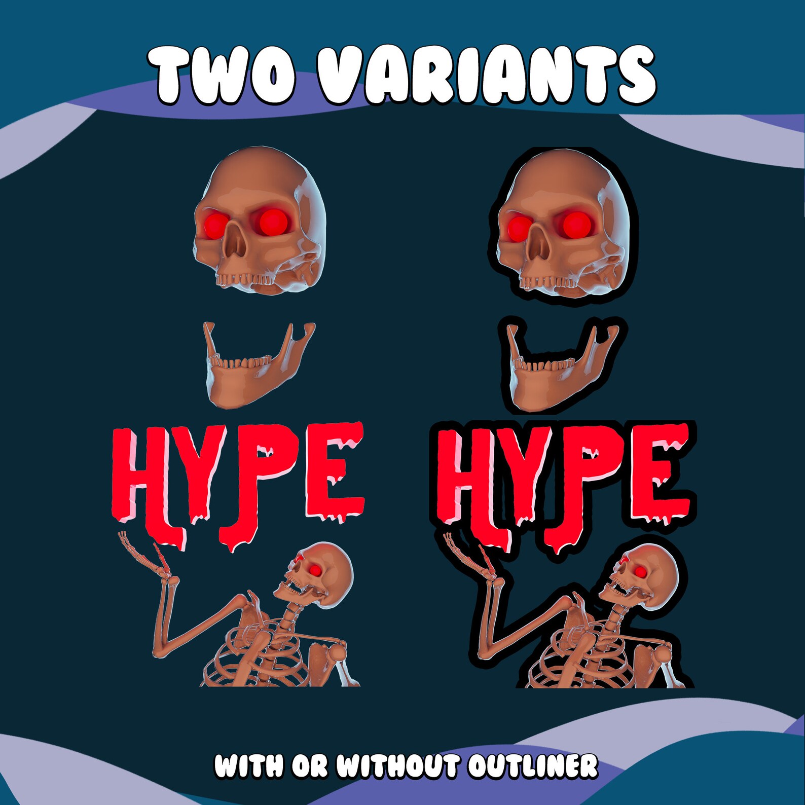 12 Skeleton Emotes, Skeleton Emote Pack, Twitch Emote, Halloween Emotes ...