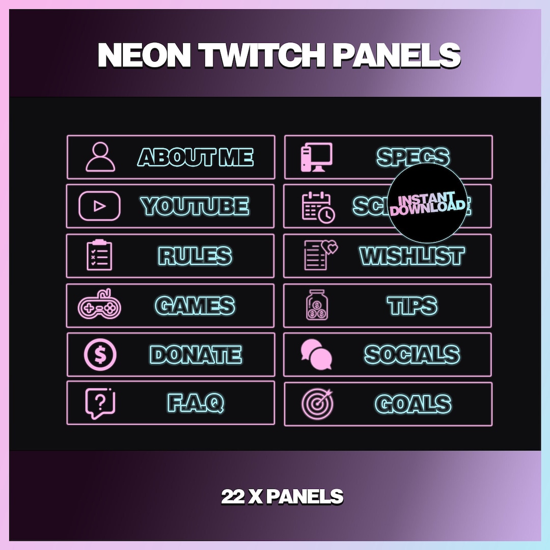 22 Neon Panels for Twitchm, Twitch Panels, Panels Neon, Simple Neon ...