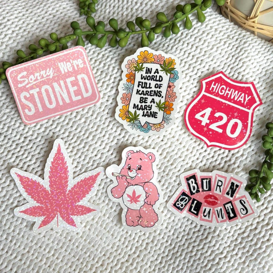 Holographic Stoner Girl Sticker: Waterproof Vinyl Decal - Etsy