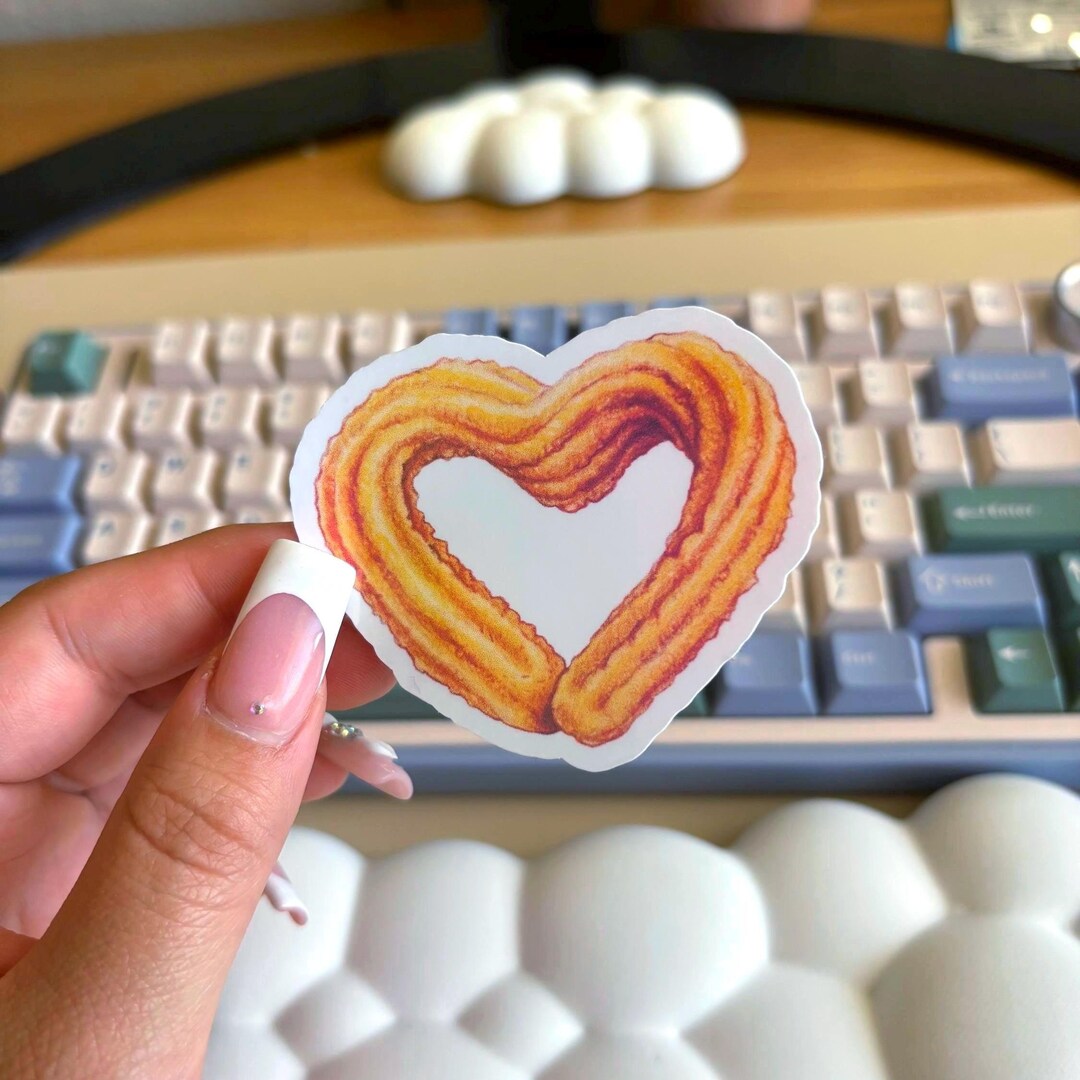 Churro Heart Holographic Sticker, Cute Food Lover Sticker, Waterproof ...