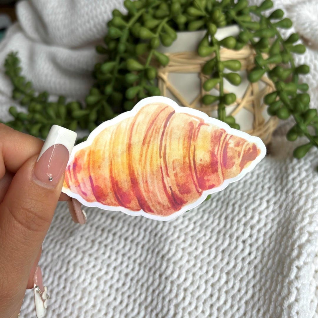 French Croissant Holographic Sticker, Cute Food Lover Sticker ...