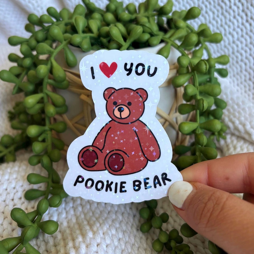 Pookie Bear Funny Sticker, Holographic Sparkly Sticker, Gift for ...