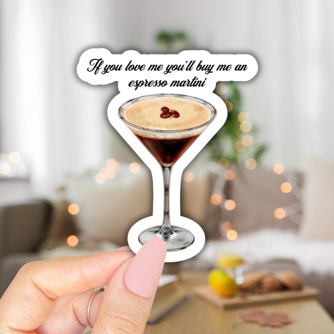 Espresso Martini Sticker, Cute Water Bottle Sticker, Gift for Friend ...