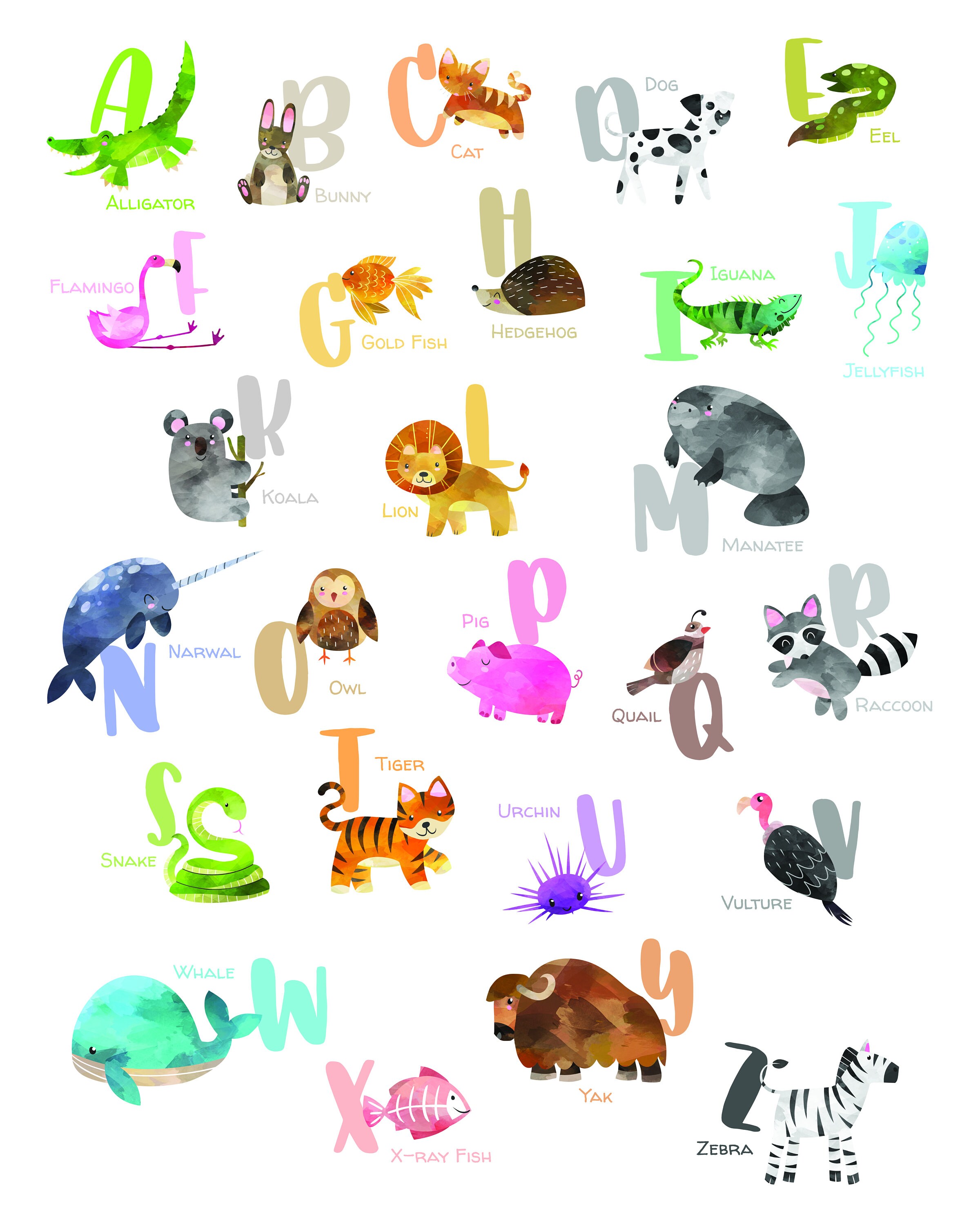 Animal Alphabet Decor Poster, Educational Poster, Nursery Decor ...