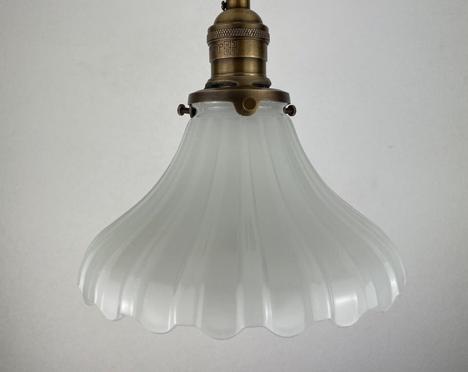 Antique 1920's Fluted off White Translucent Milk Glass 7" Shade - Now a ...