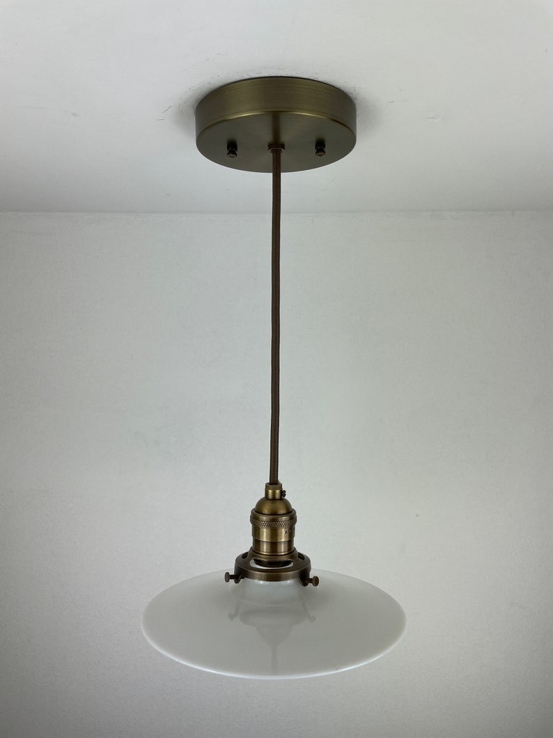 Antique French Style Milk Glass Disc Shade - Pendant Light - 8" Shade W ...