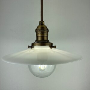 Antique French Milk Glass Disc Pendant Light –8 1/4" Shade - Antique ...
