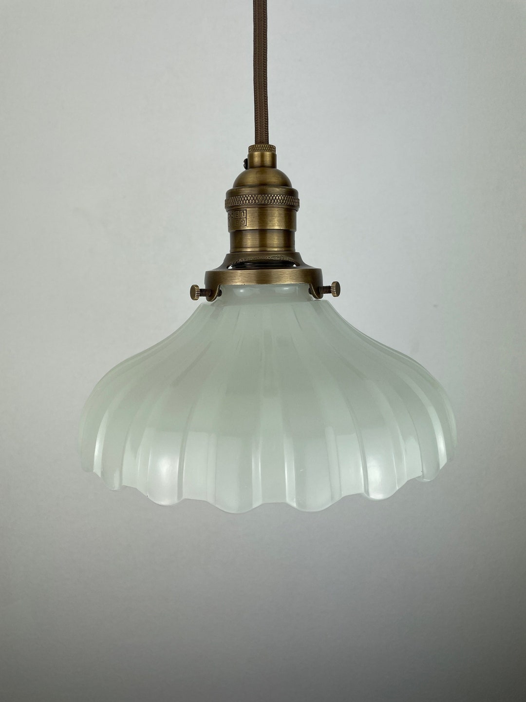 Antique 1920's Fluted off White Translucent Milk Glass 7 1/2" Shade ...