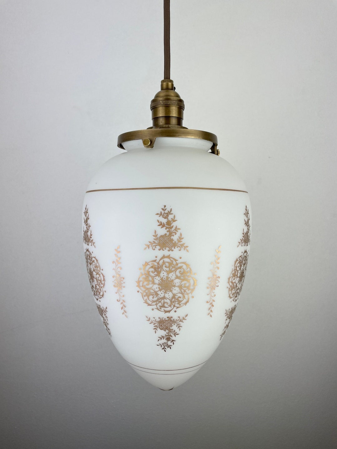 Set of (3) French Vianne 10 3/4" Hand Blown White Satin Finish Glass ...