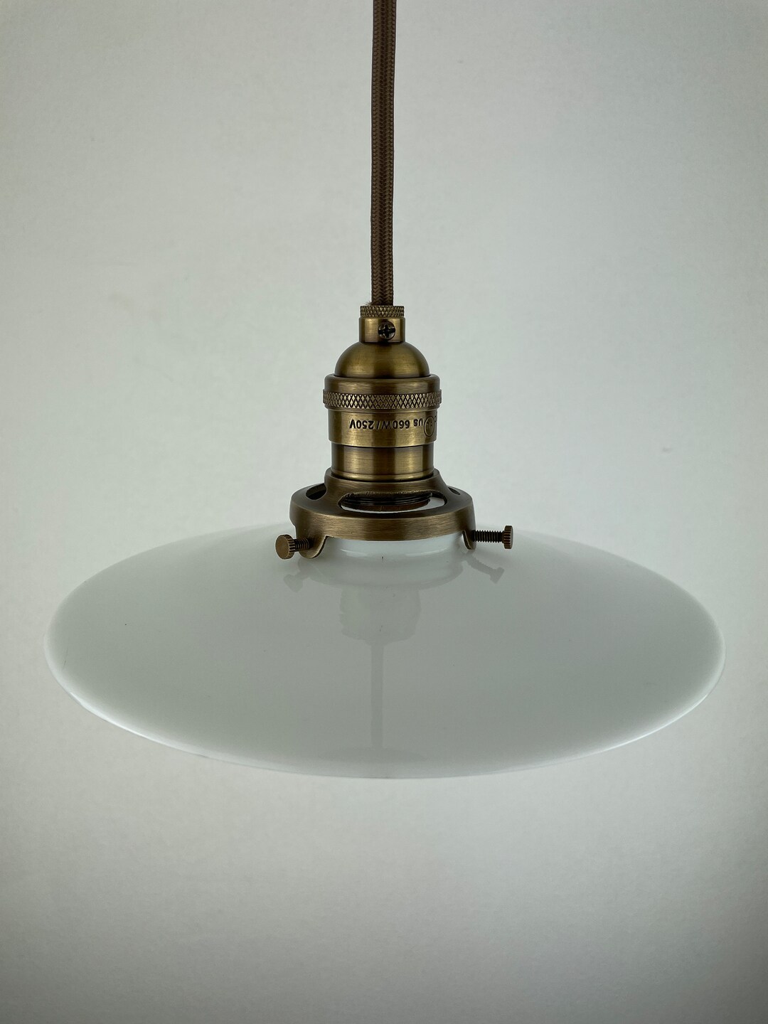 Antique French Style Milk Glass Disc Shade Pendant Light 8 - Etsy