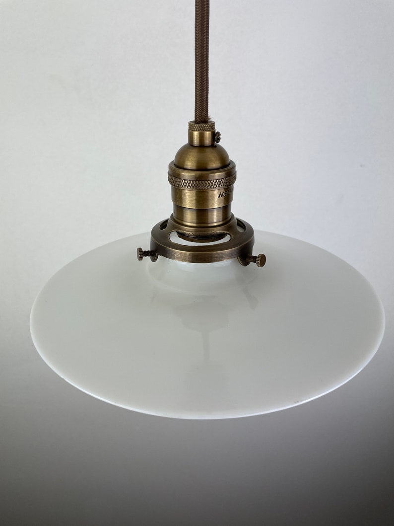 Antique French Style Milk Glass Disc Shade Pendant Light - Etsy