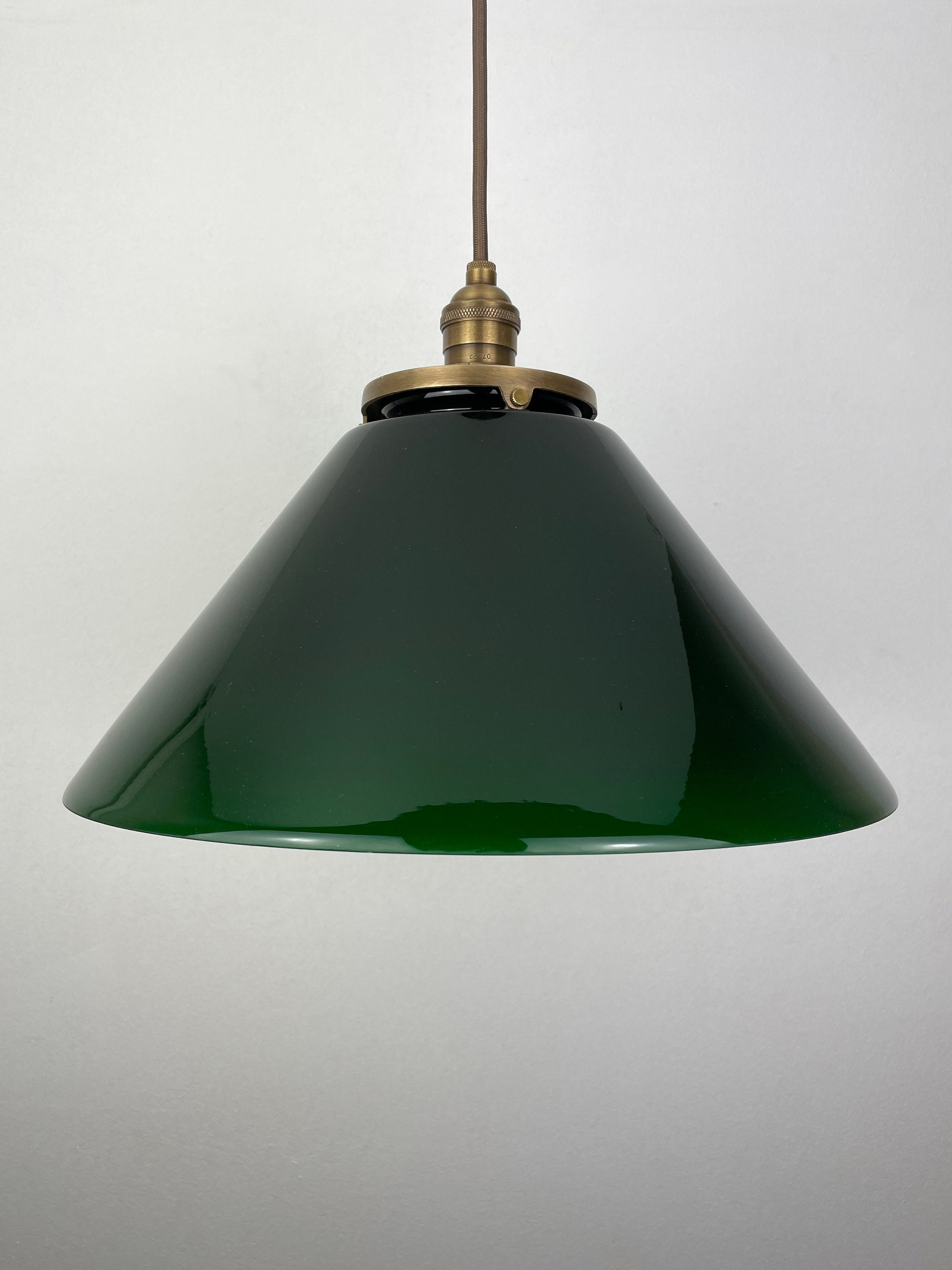 Large 13 3/4" Emerald Green Glass Shade With White Interior Casting ...