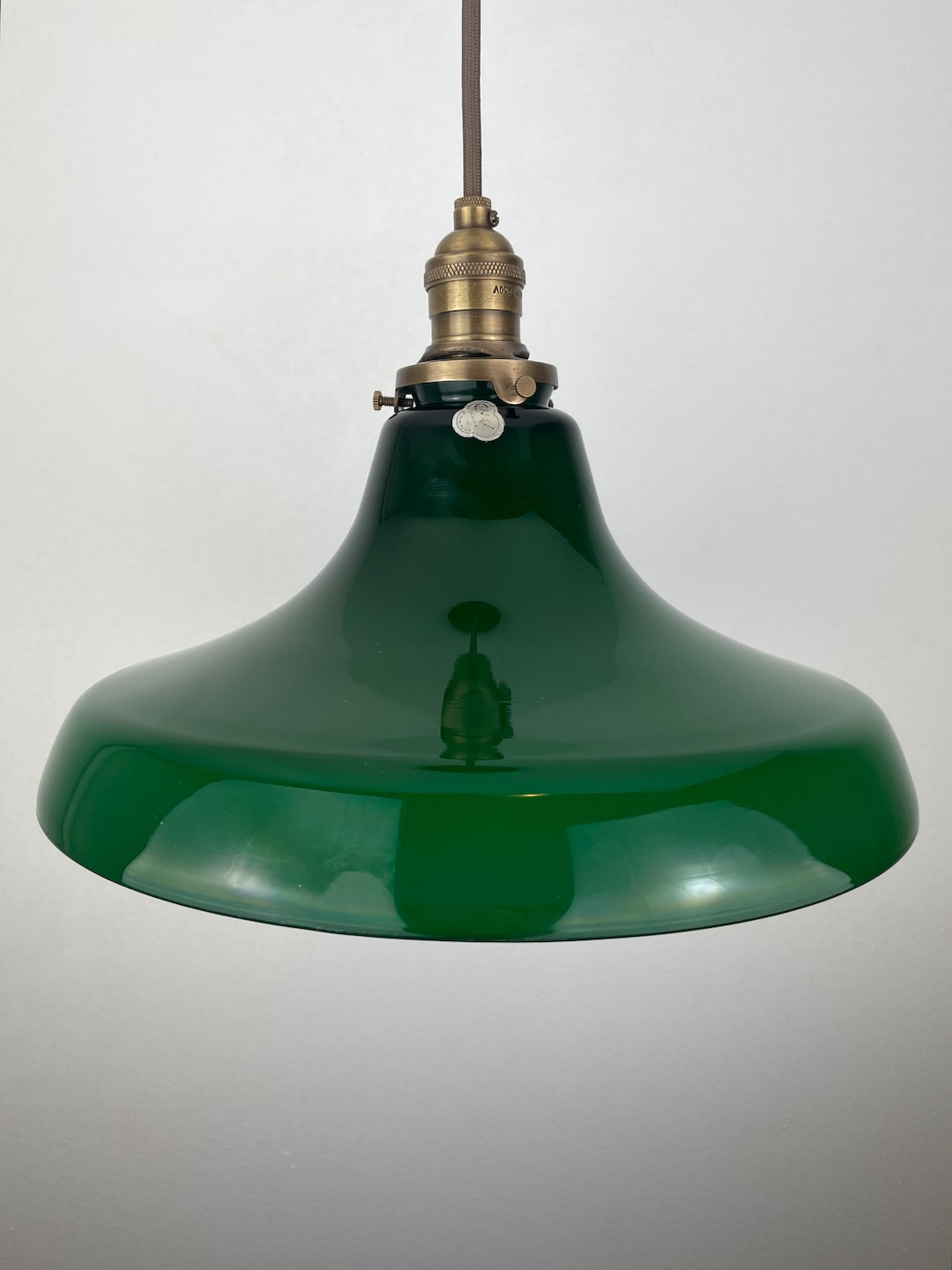Large French Vianne 12 1/4 Emerald Green Hand Blown Glass Shade With ...