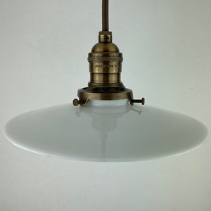 Antique French Style Milk Glass Disc Shade - Pendant Light - 8 1/4 ...