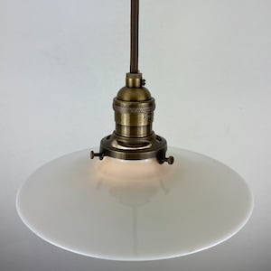 Antique French Milk Glass Pendant Light – Antique Brass Hardware, 8 ...