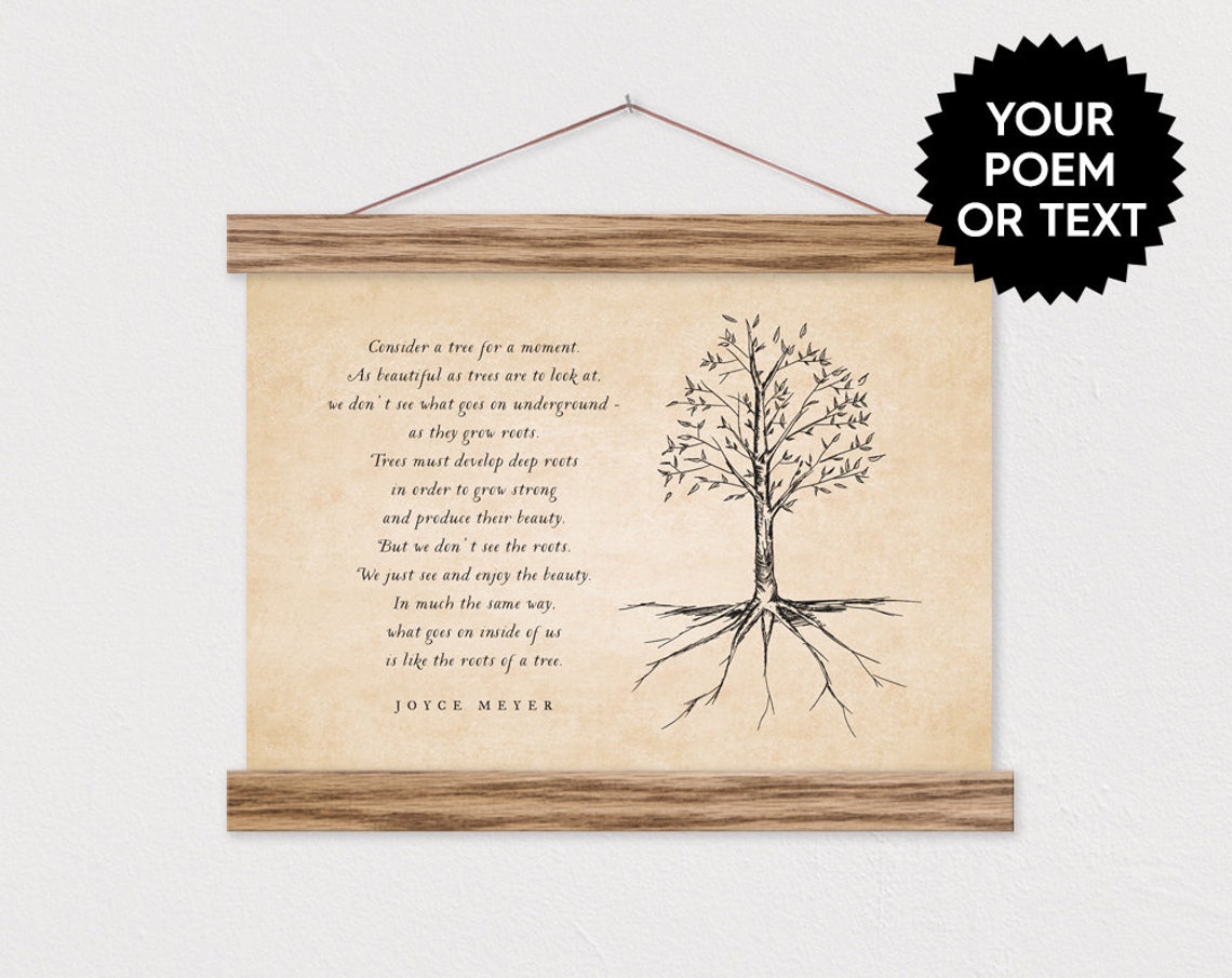 Tree Roots Poem Hanging Canvas Art With Wood Frame ART | Etsy