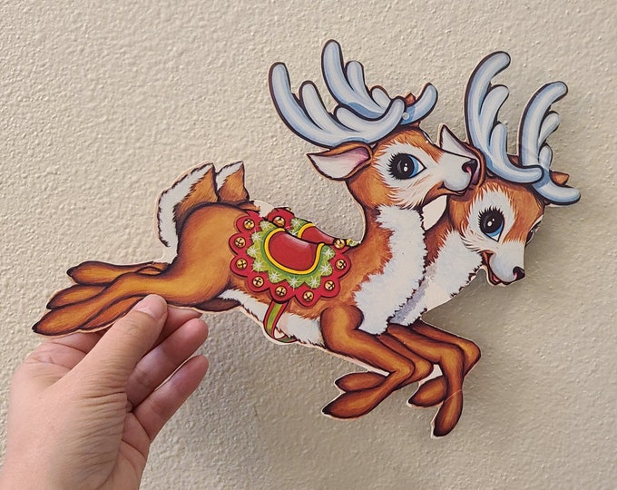 1978 3pc Beistle Reindeer Christmas Cut Out Die Cuts-vintage Christmas ...