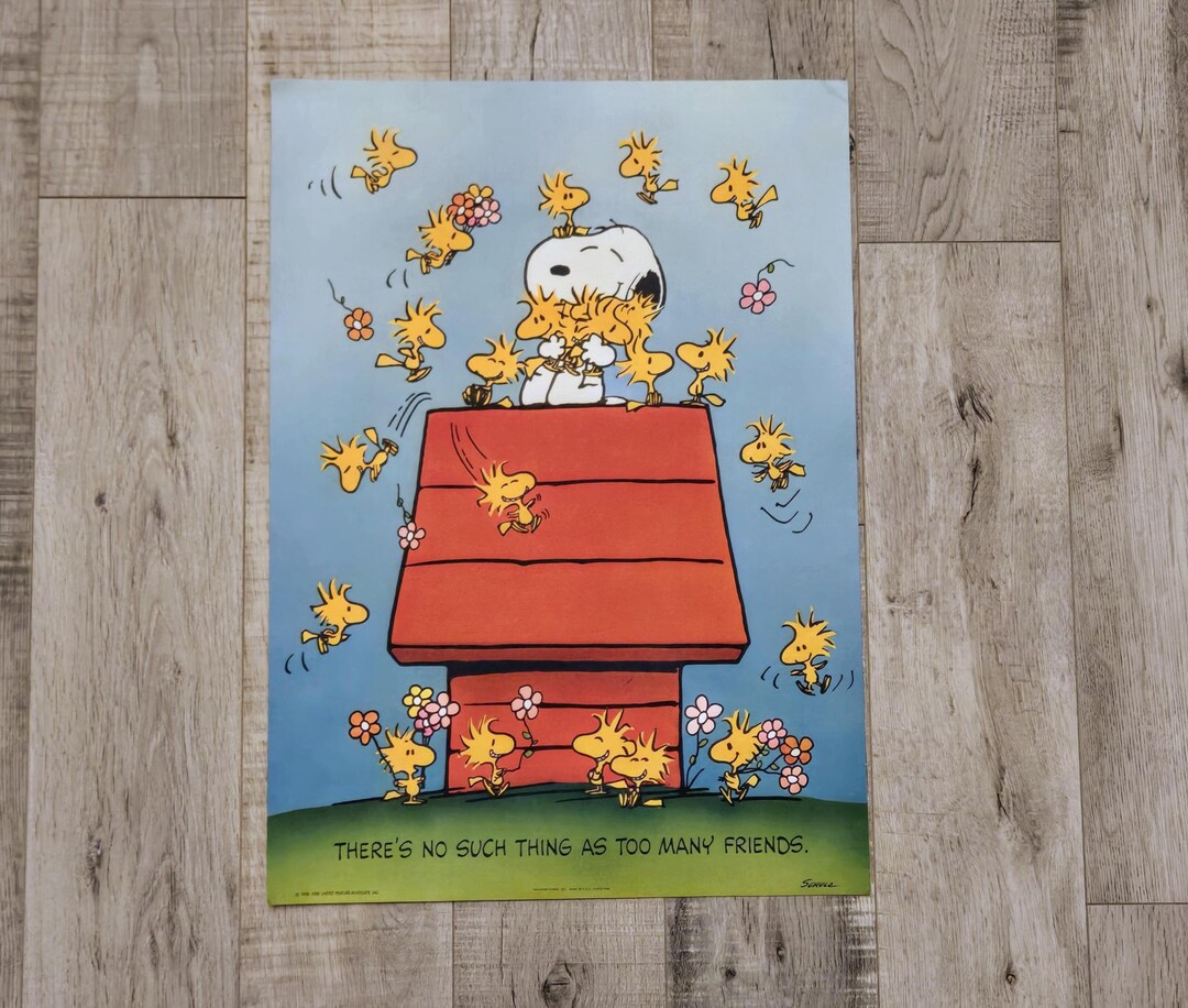 1980's Friendship Snoopy & Woodstock Poster-19 1/2 "x14"-peanuts-retro ...
