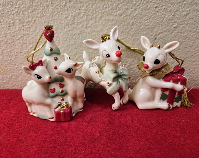 Vintage Lenox Rudolph Reindeer Christmas Ornaments-christmas Decor ...