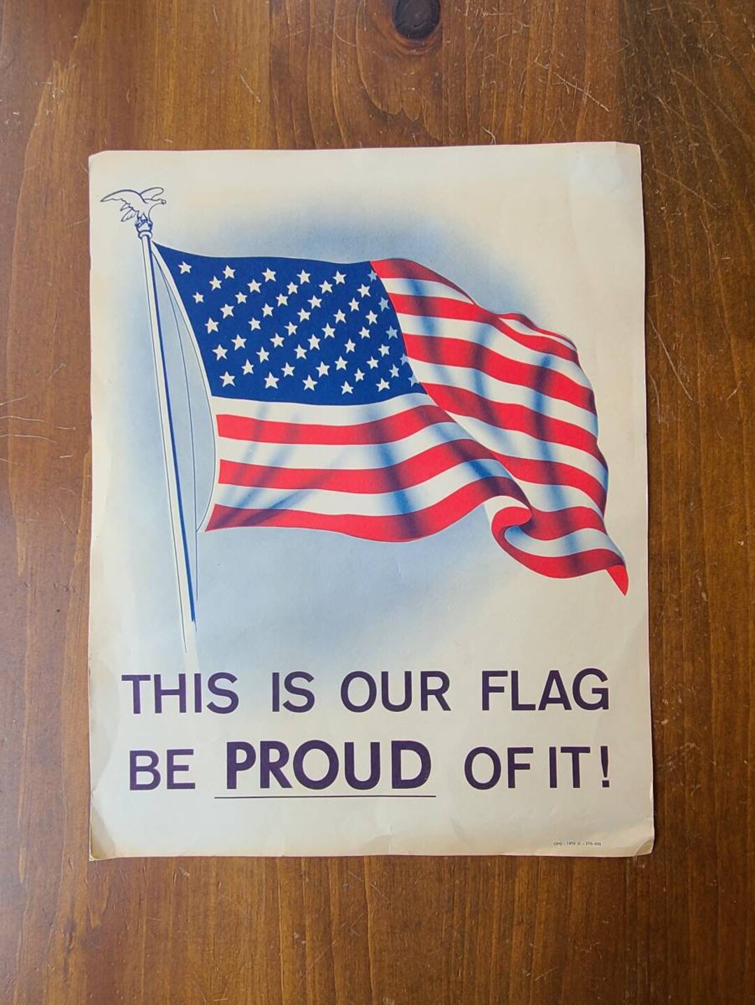 1970 Patriotic American Flag Poster-paper Ephemera-independence Day ...