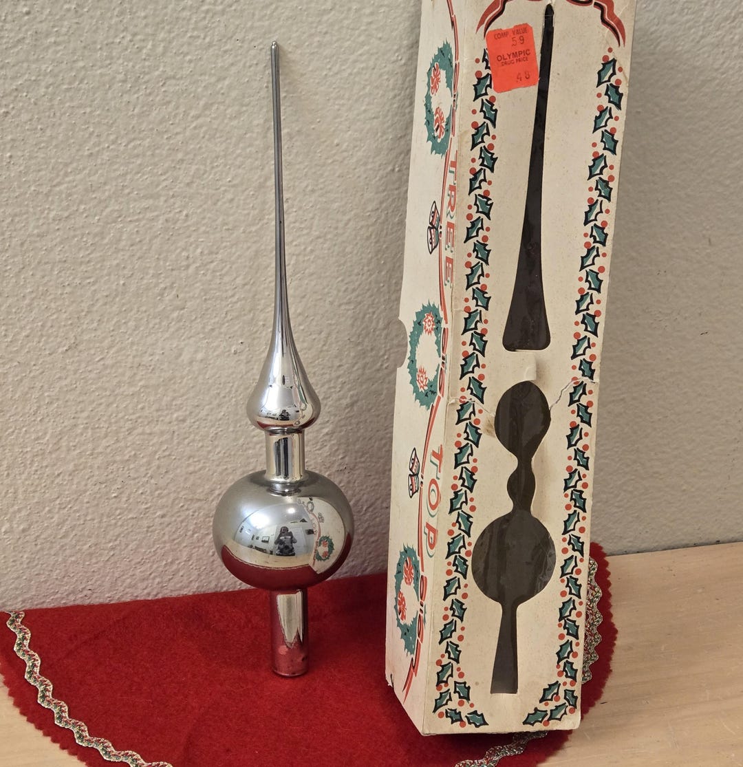 1970's Silver 11" Glass Tree Topper-spire Ornament-vintage Tree Topper ...