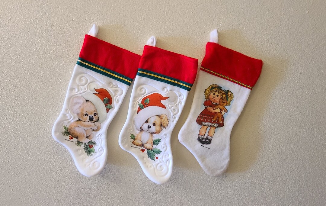 1980's Felt Christmas Stockings-dog-koala Bear-cabbage Patch-vintage ...