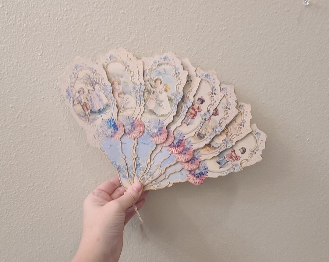 Vintage Mechanical Hand Fan-victorian-shabby Chic-vintage Ephemera ...