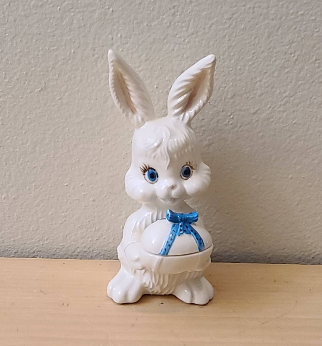 1970's Ceramic Bunny Figurine-hand Painted-vintage Easter-easter Decor ...