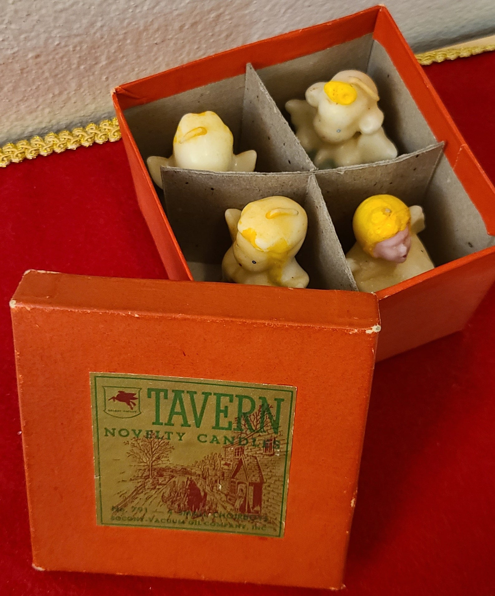 1950's Tavern Christmas Angels Candles W/box-socony Vacuum Oil Company ...