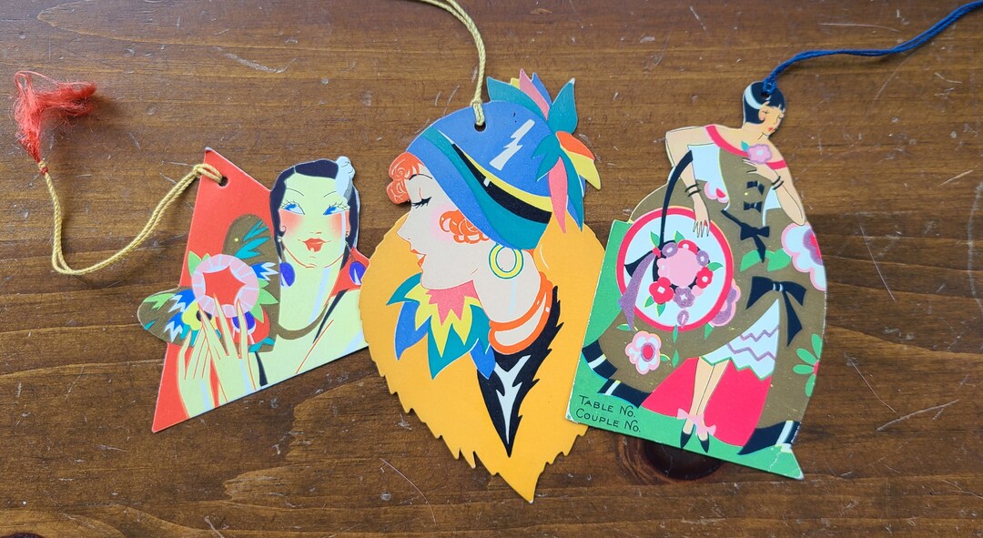 1920's Unused Flapper Tally Cards-art Deco-antique Paper-bookmark ...